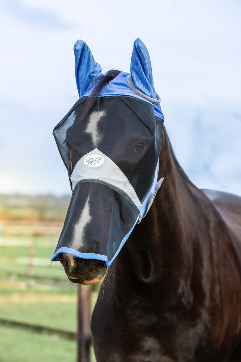Horse Fly Mask With Nose - Cornflower | Swish Equestrian